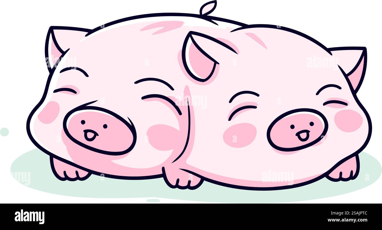 Cute piggy. Vector illustration. Isolated on white background Stock ...