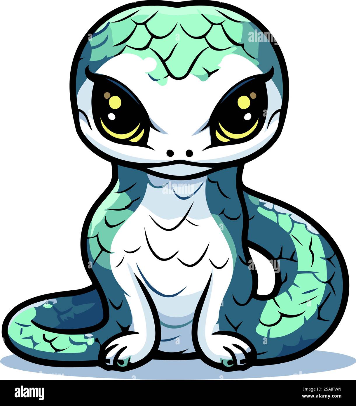 Cute little snake isolated on a white background. Vector illustration ...