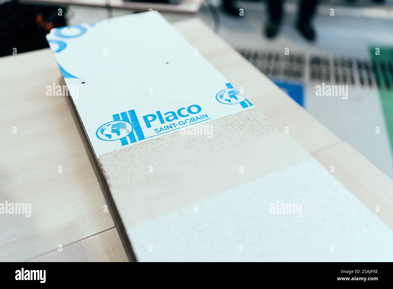 This photo is an illustration that shows Saint Gobain placo during the inauguration of the new ...