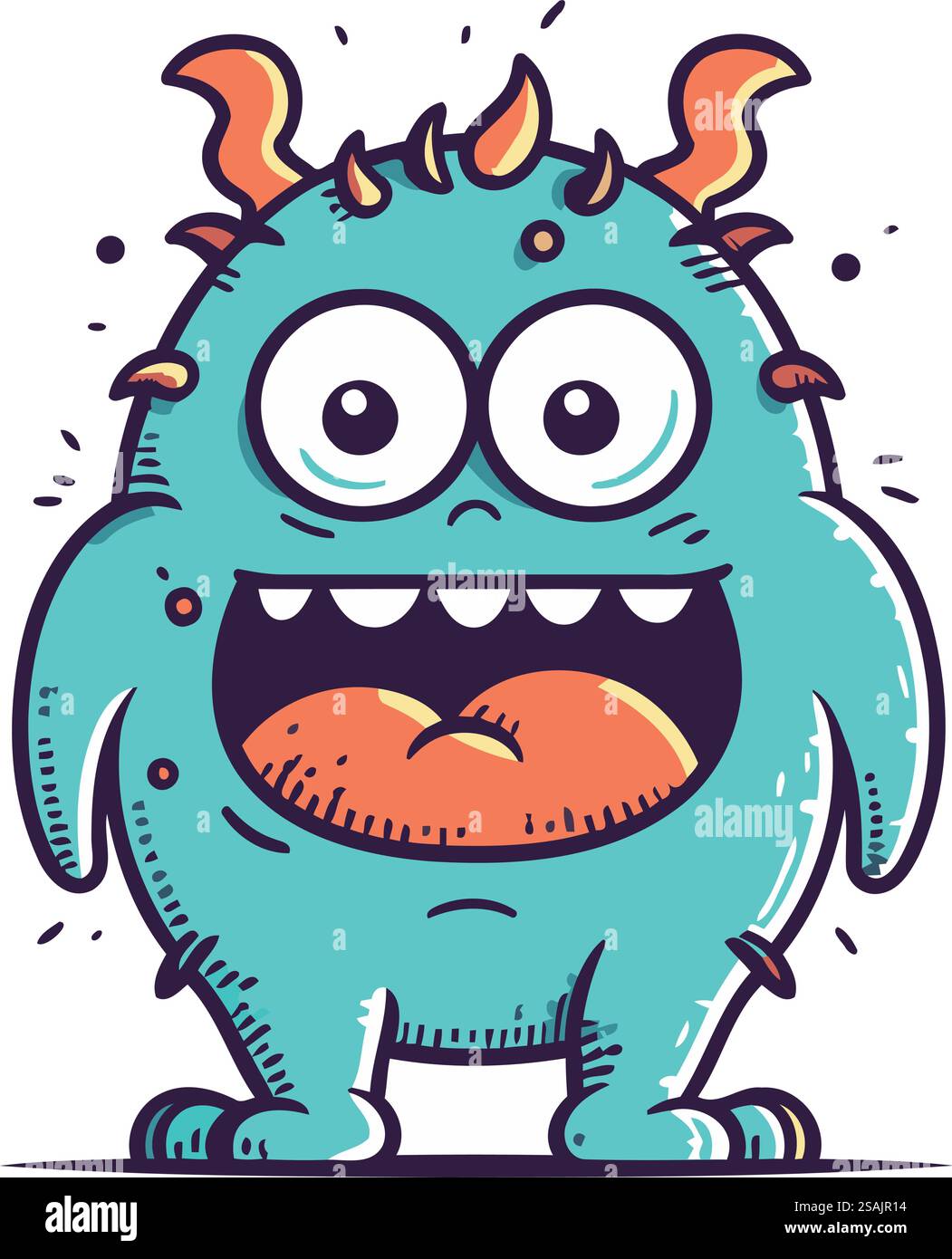 Funny cartoon monster. Vector illustration. Cute monster character ...