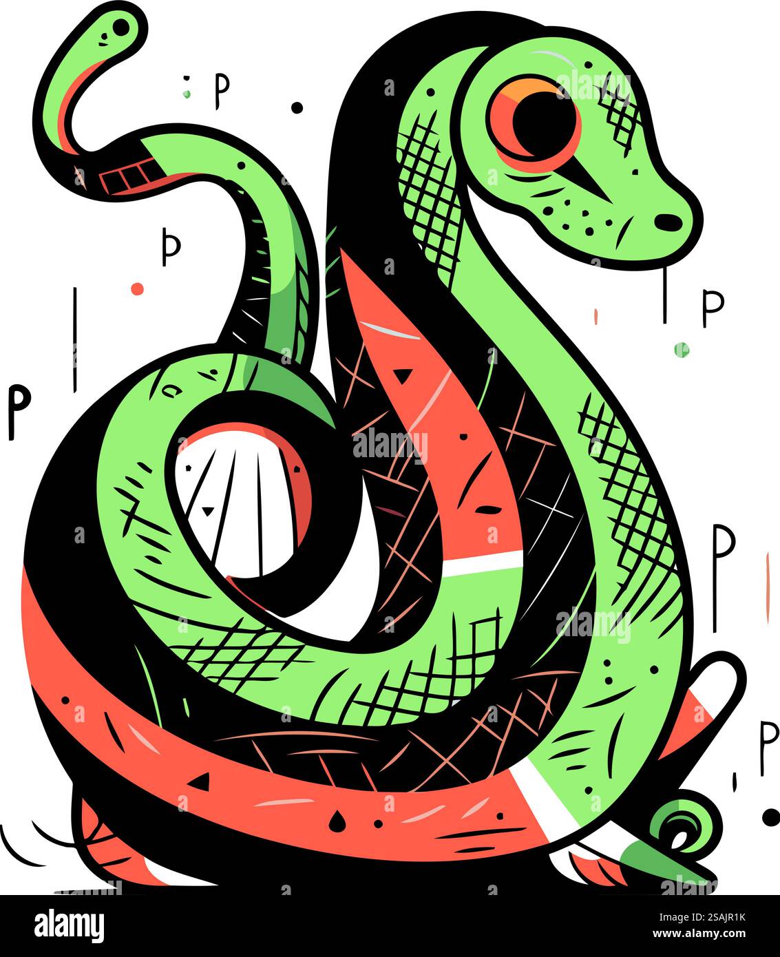 Cute hand drawn snake. Vector illustration in doodle style Stock Vector ...