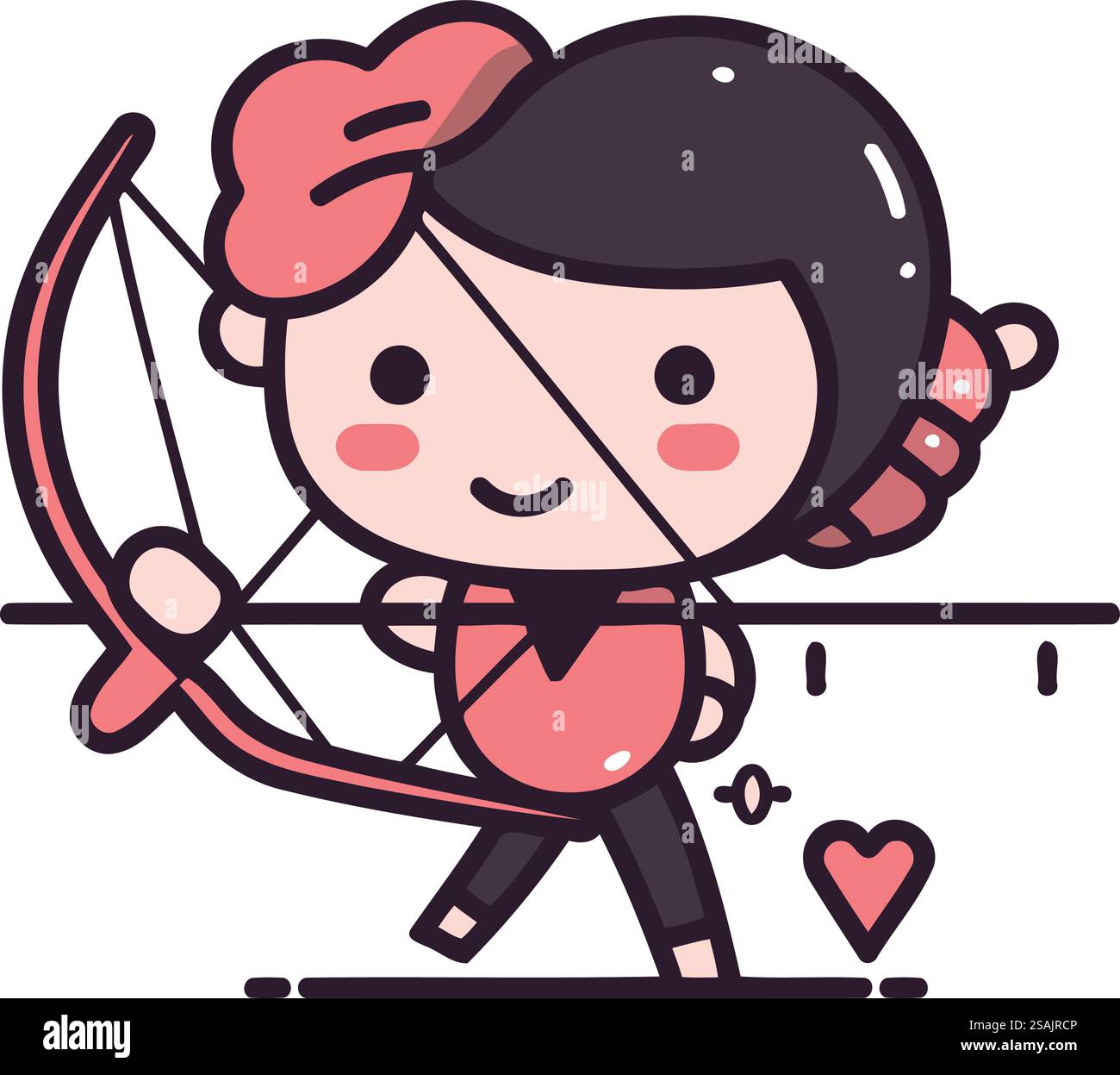 Cupid with bow and arrow. Vector illustration in cartoon style Stock ...