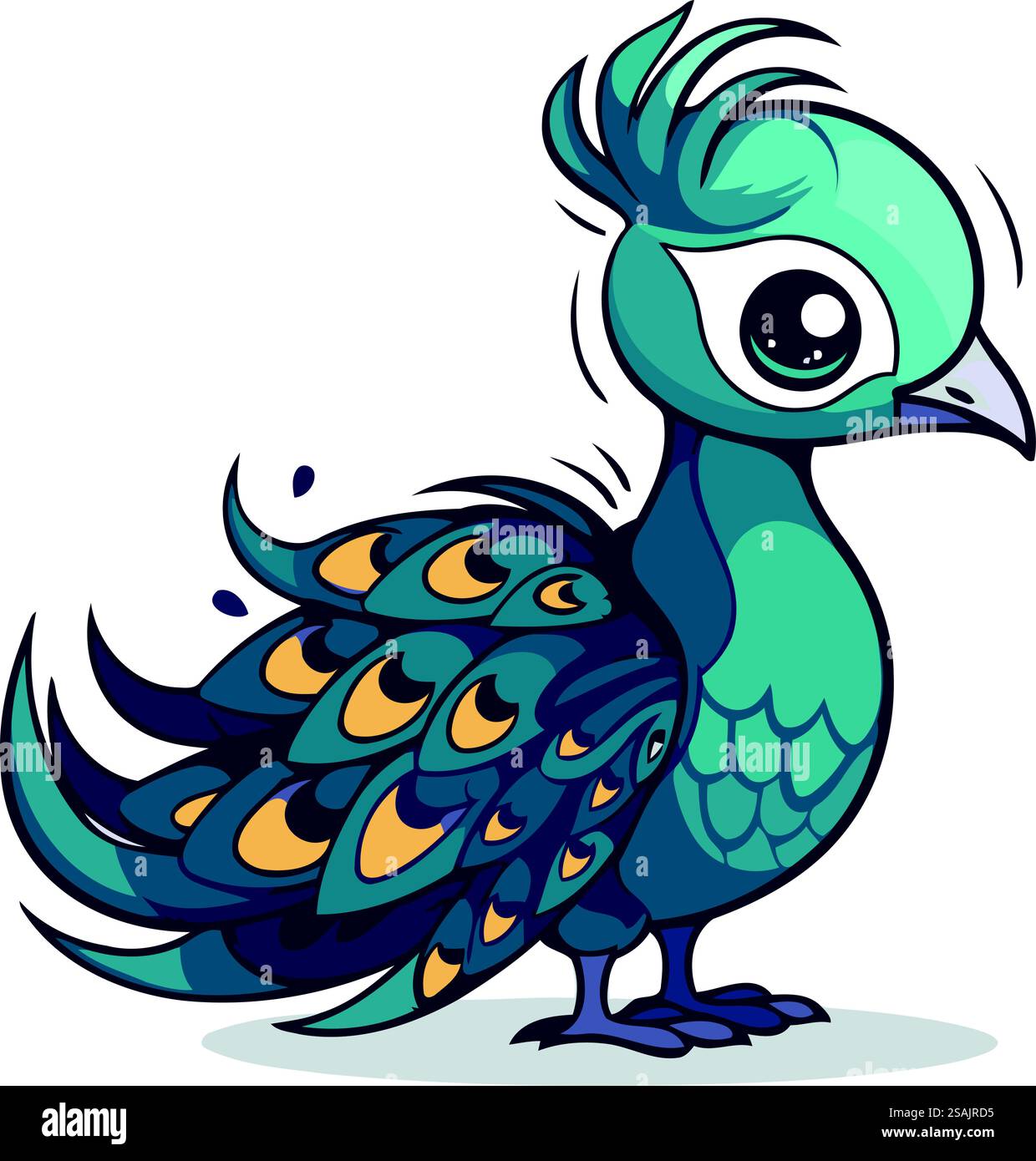 Cartoon peacock. Vector illustration. Isolated on white background ...