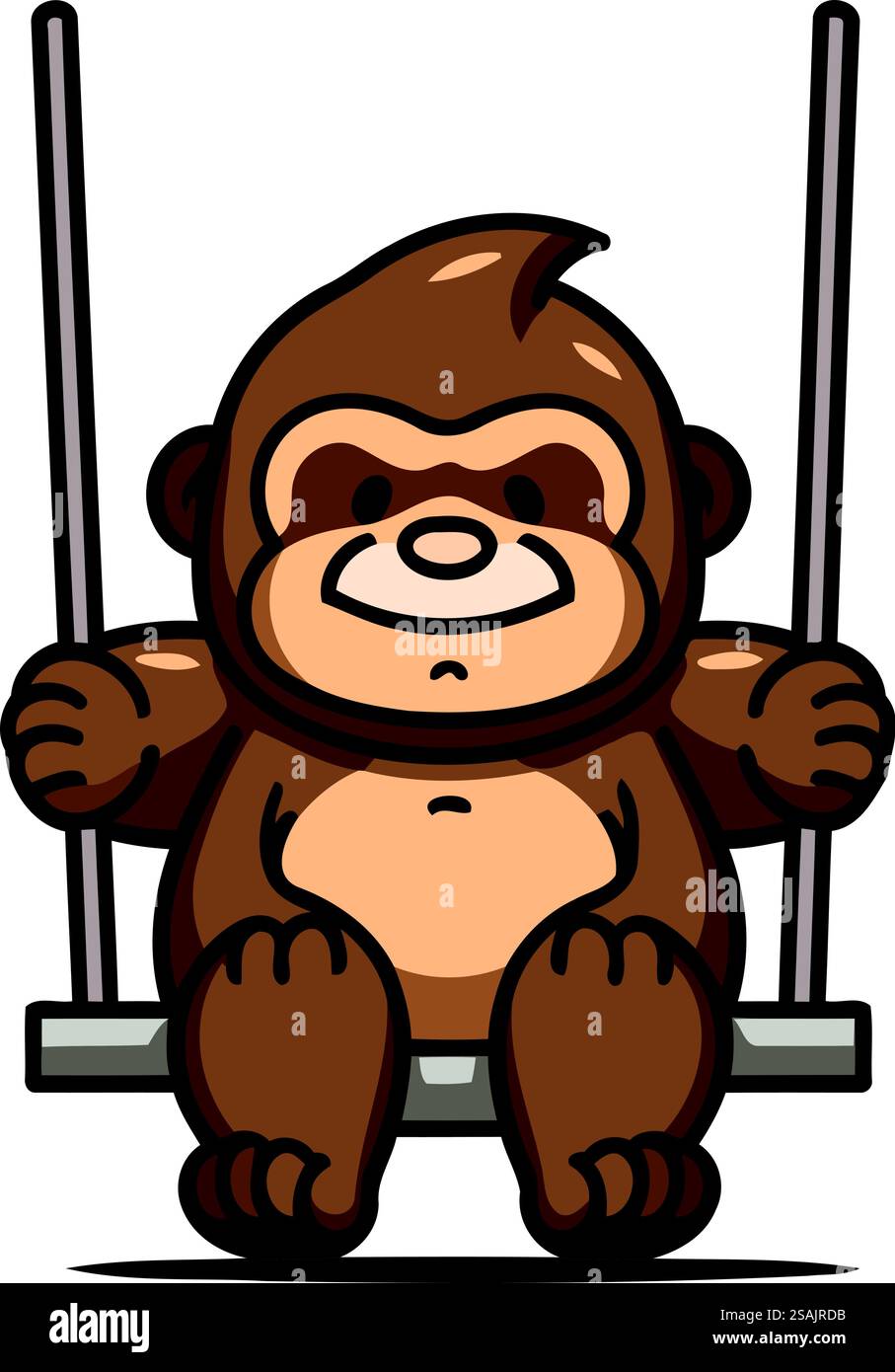 Monkey swinging on a swing. Vector illustration in cartoon style Stock ...