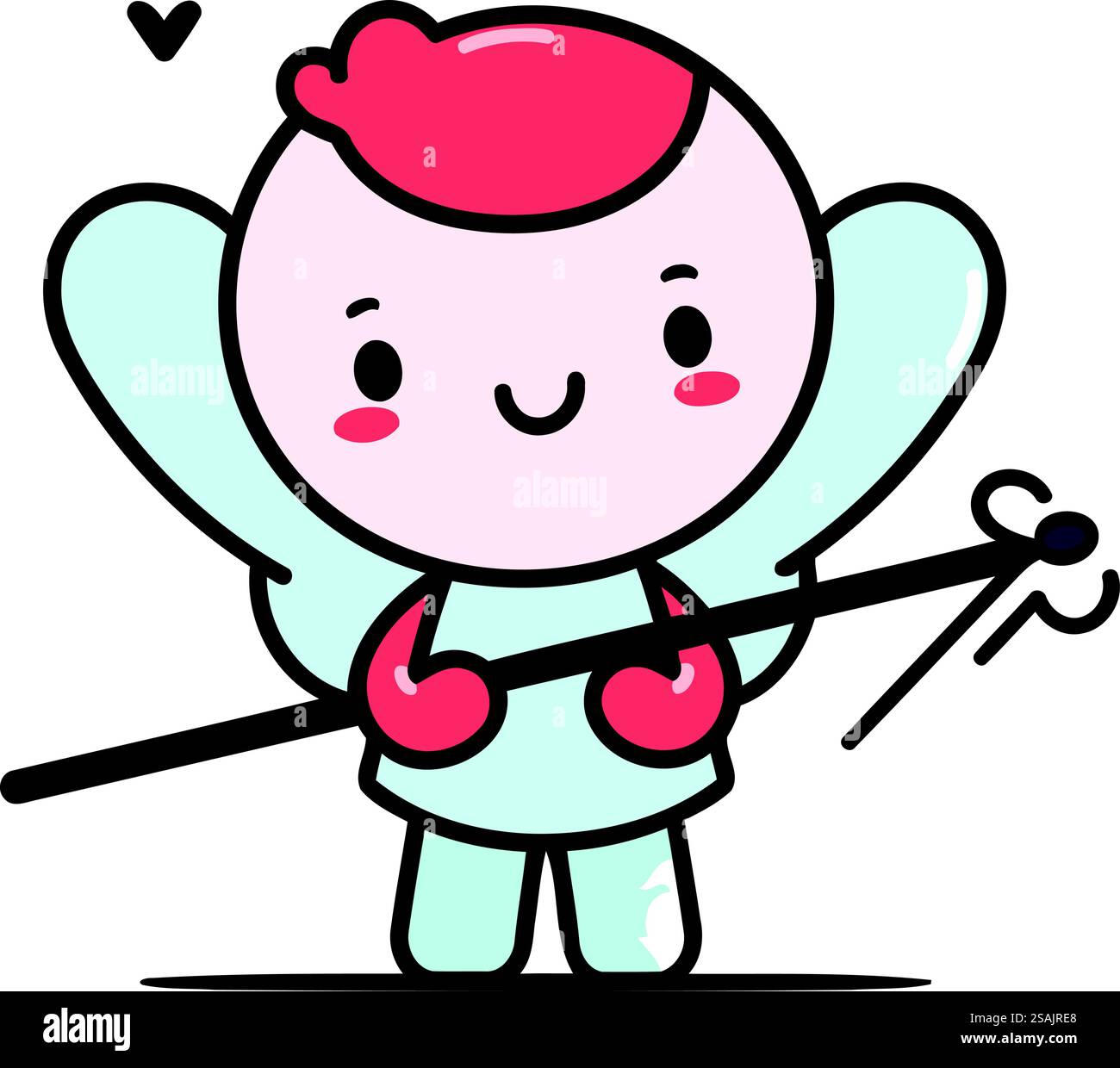 Cute little cupid with bow and arrow. Vector illustration Stock Vector ...