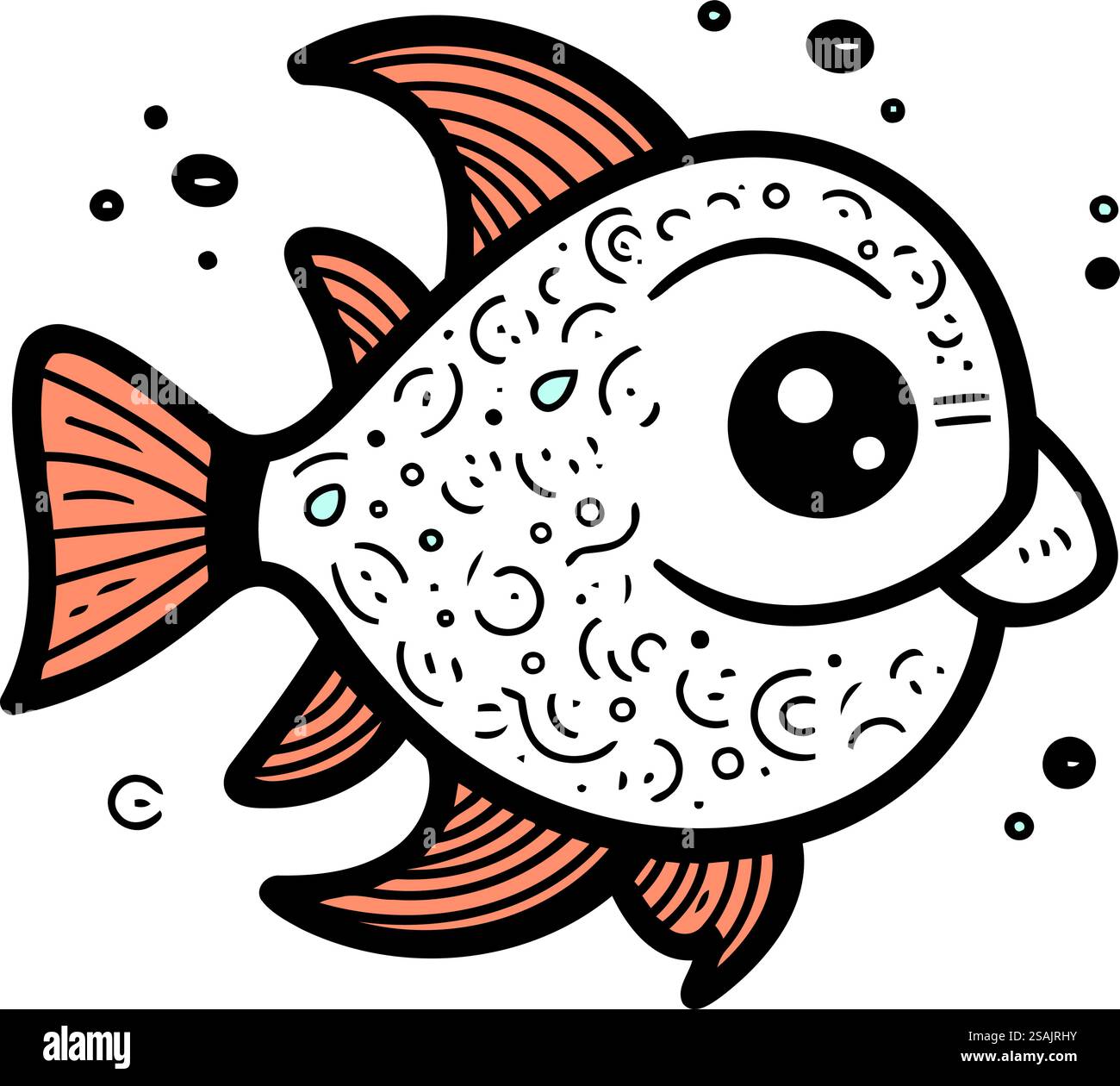 Cute fish. Hand drawn vector illustration in doodle style Stock Vector ...