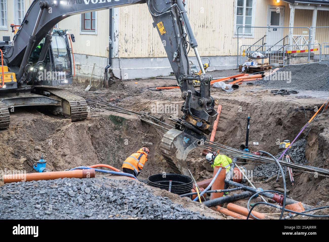 street work and replacement of water and sewage pipes Stock Photo - Alamy