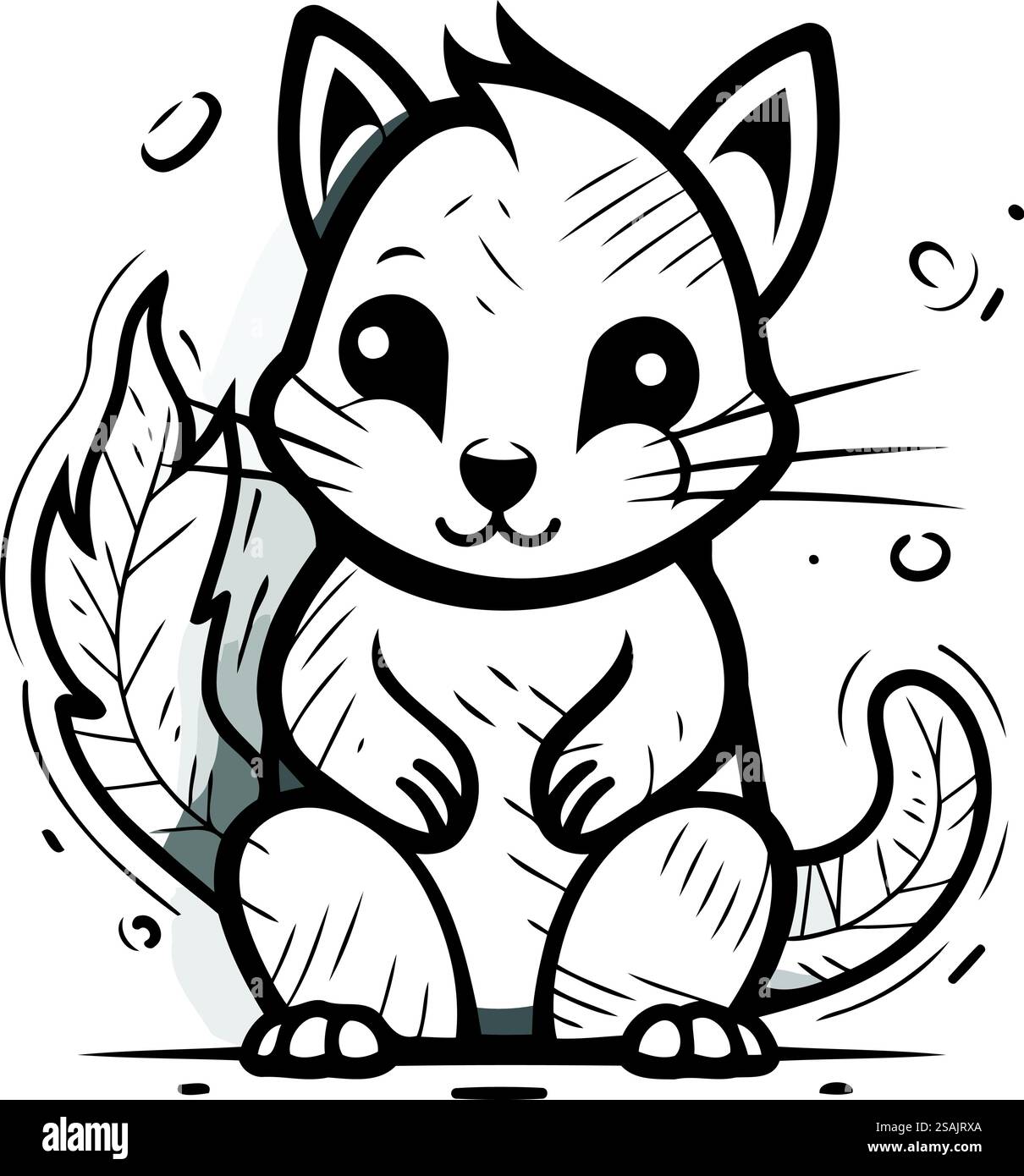 Little cat on white Black and White Stock Photos & Images - Alamy