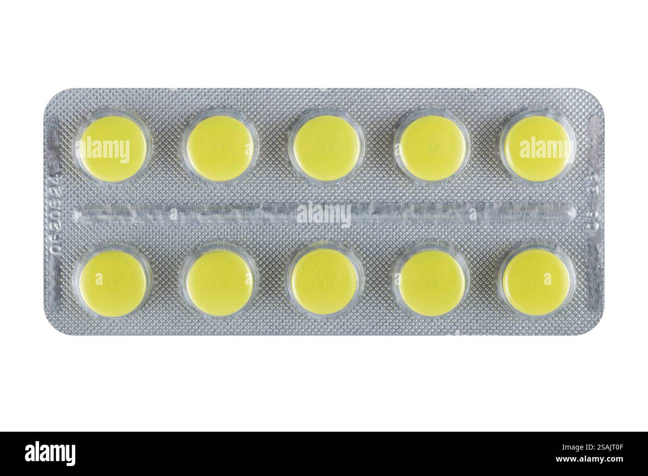 yellow pills tablets in blister pack isolated on white background Stock ...