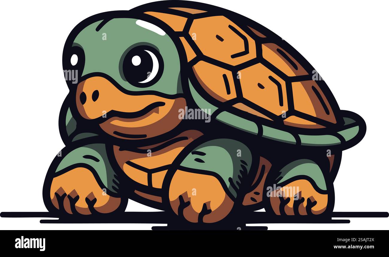 Cartoon turtle isolated on white background. Vector illustration of ...