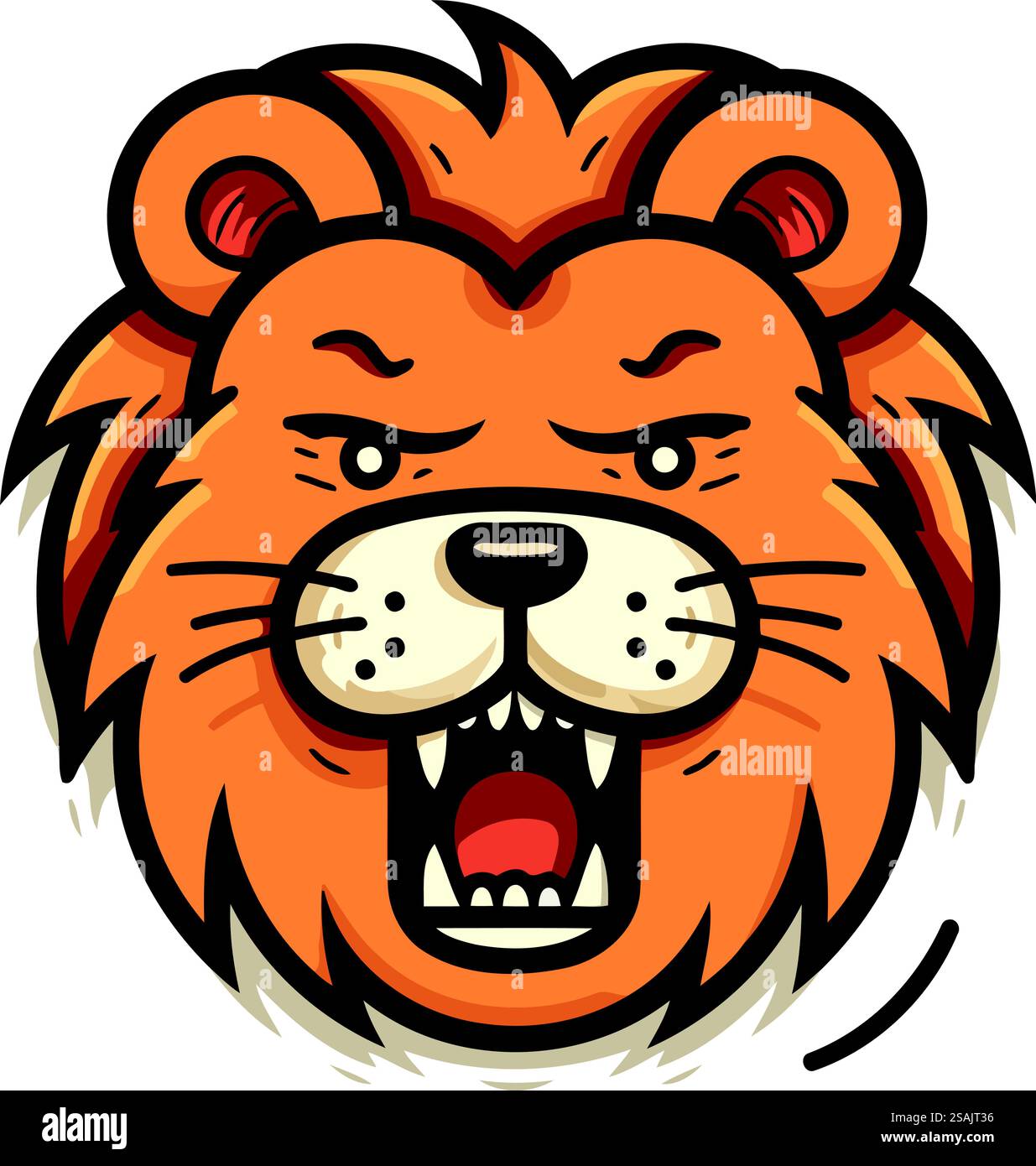 Angry lion head mascot logo. Vector illustration isolated on white ...