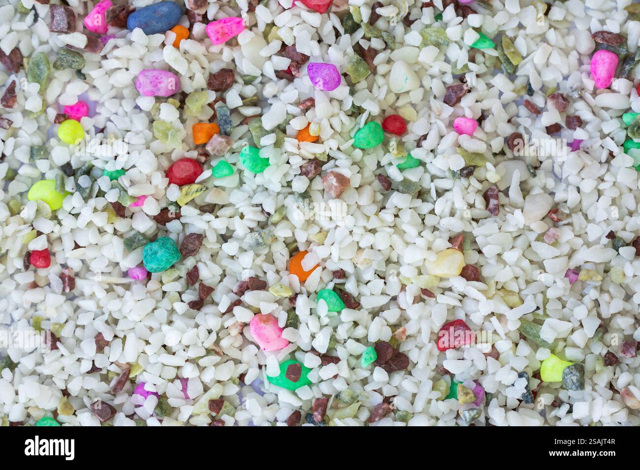 Multicolor quartz aquarium substrate. Colorful decorative gravel ...