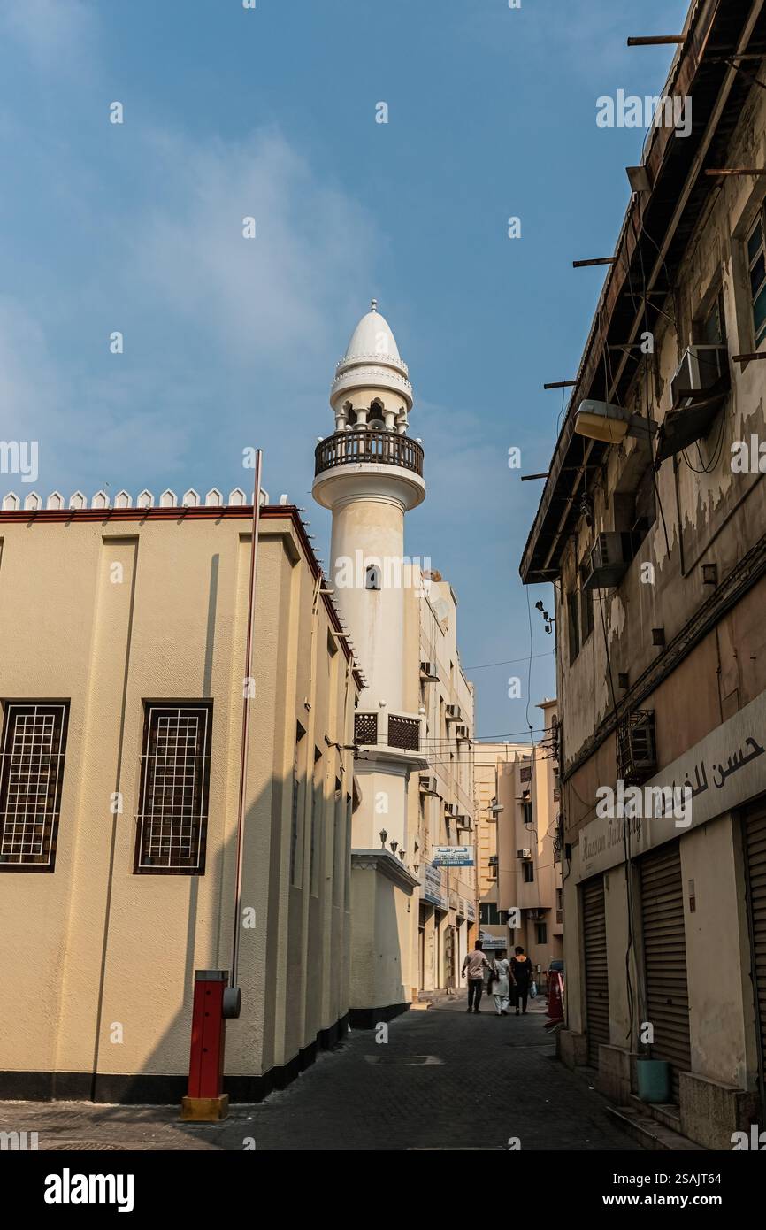 Old mosque minaret in the old town of Manama Bahrain Stock Photo - Alamy