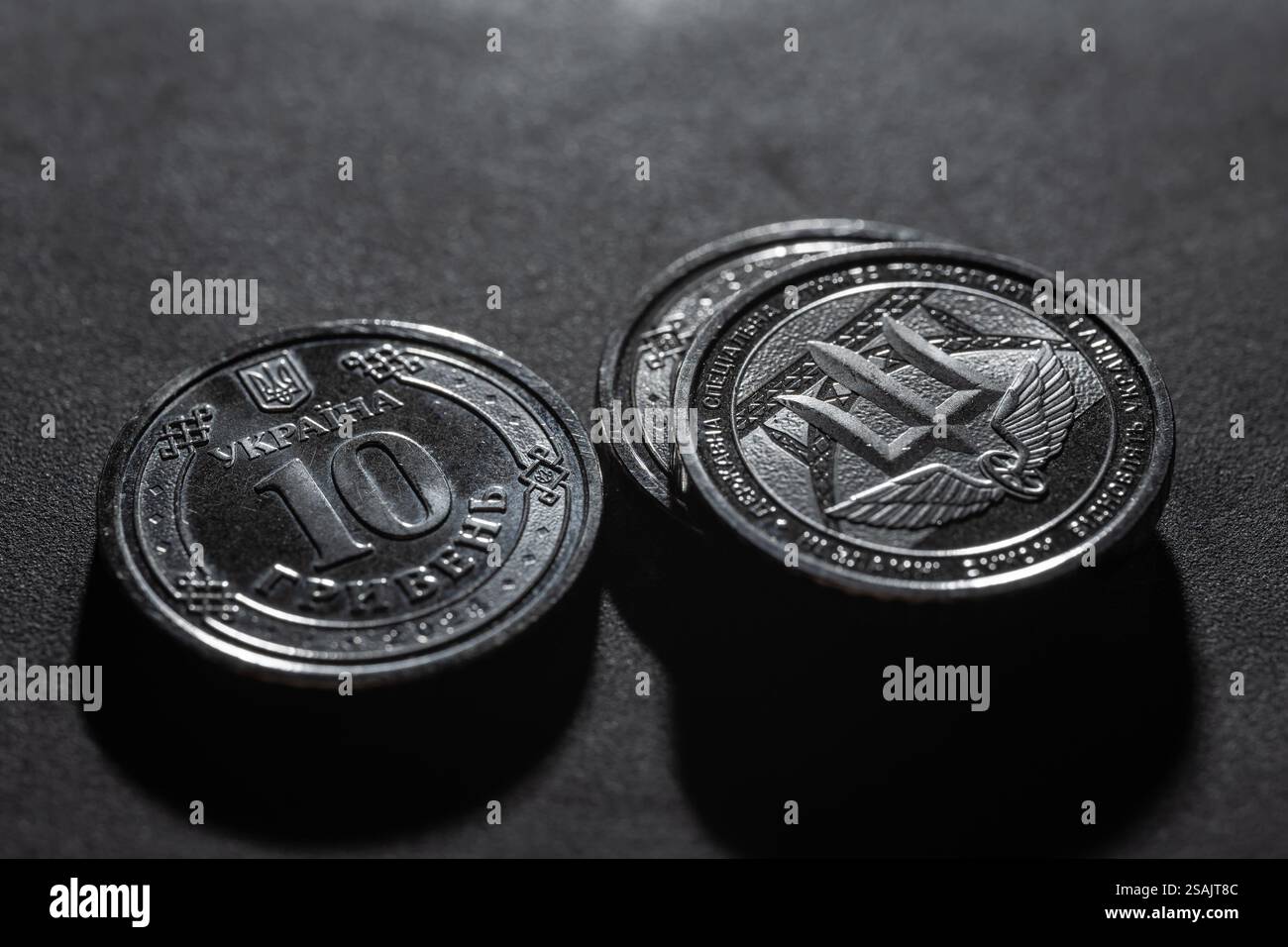 10 Hryvnias Special Operations Forces of Ukraine Armed Forces on dark ...