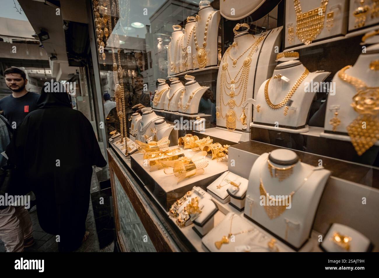 Gold shop on the traditional arabic market Manama Souq in Bahrain Stock ...