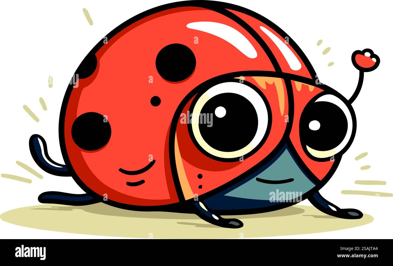 Cute cartoon ladybug isolated on white background. Vector illustration ...