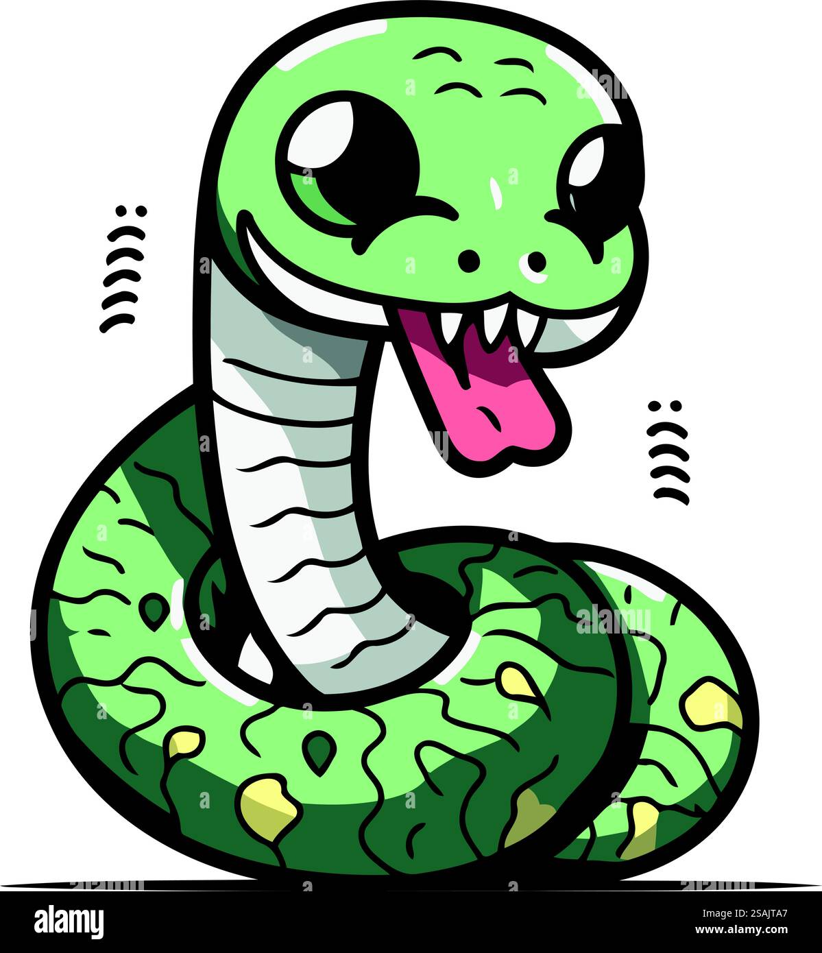 Cute cartoon snake. Vector illustration. Isolated on white background ...
