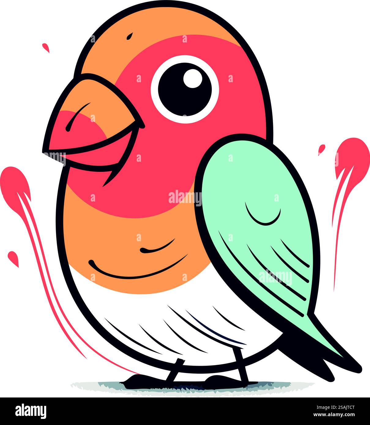 Vector illustration of cute cartoon red crowned cardinal on white ...