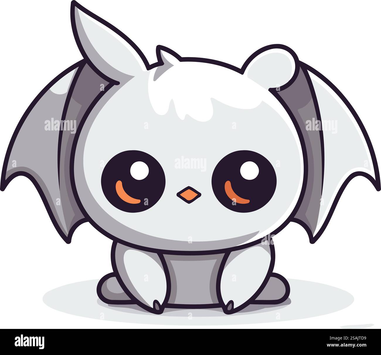 Cute little bat. Cute cartoon kawaii character. Vector illustration ...
