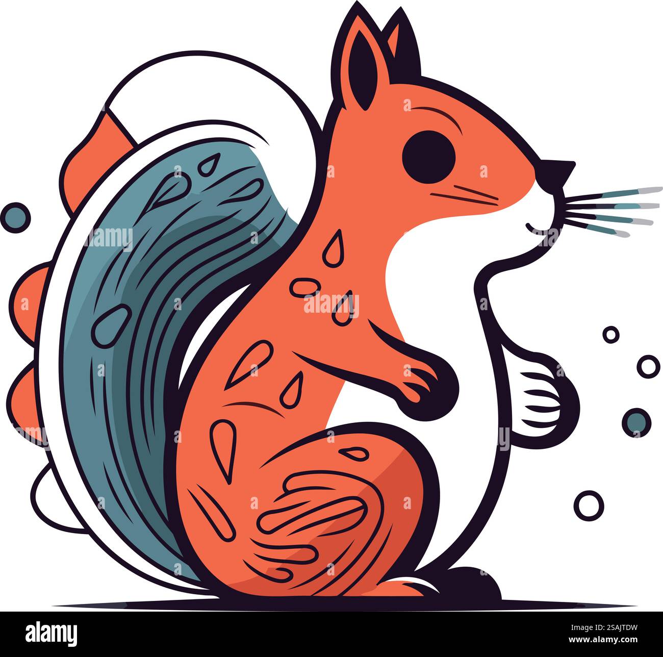 Squirrel in a swim ring on a white background. Vector illustration ...
