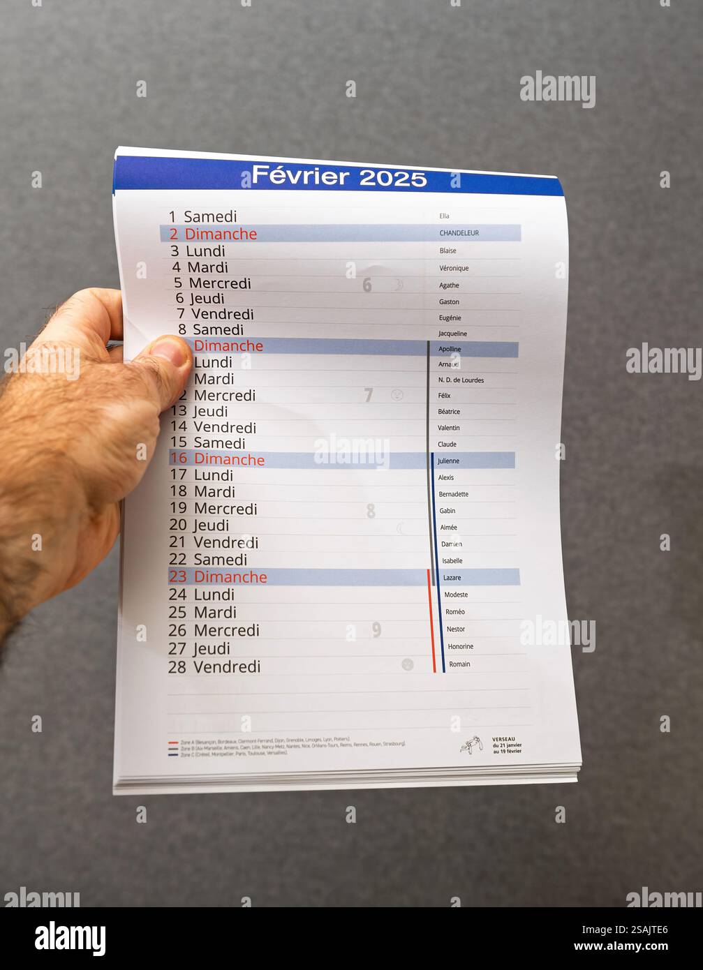 A calendar page for February 2025 displaying daily saints, marked ...