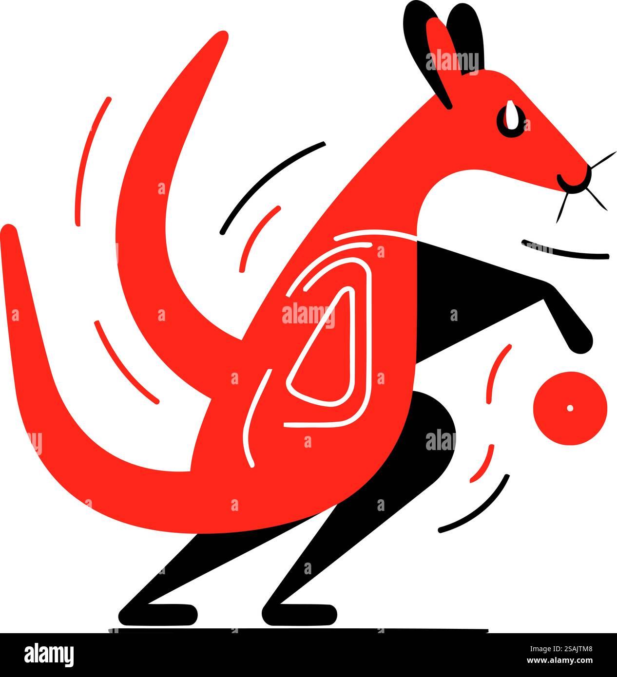 Kangaroo is playing bowling. Flat style vector illustration isolated on ...