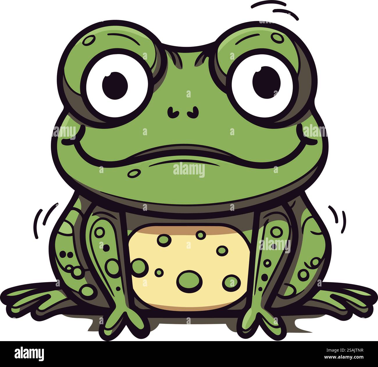 Frog vector illustration. Cute cartoon frog with big eyes Stock Vector ...