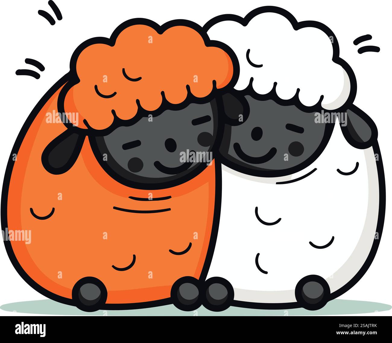 Cute sheep couple. Vector illustration. Isolated on white background ...