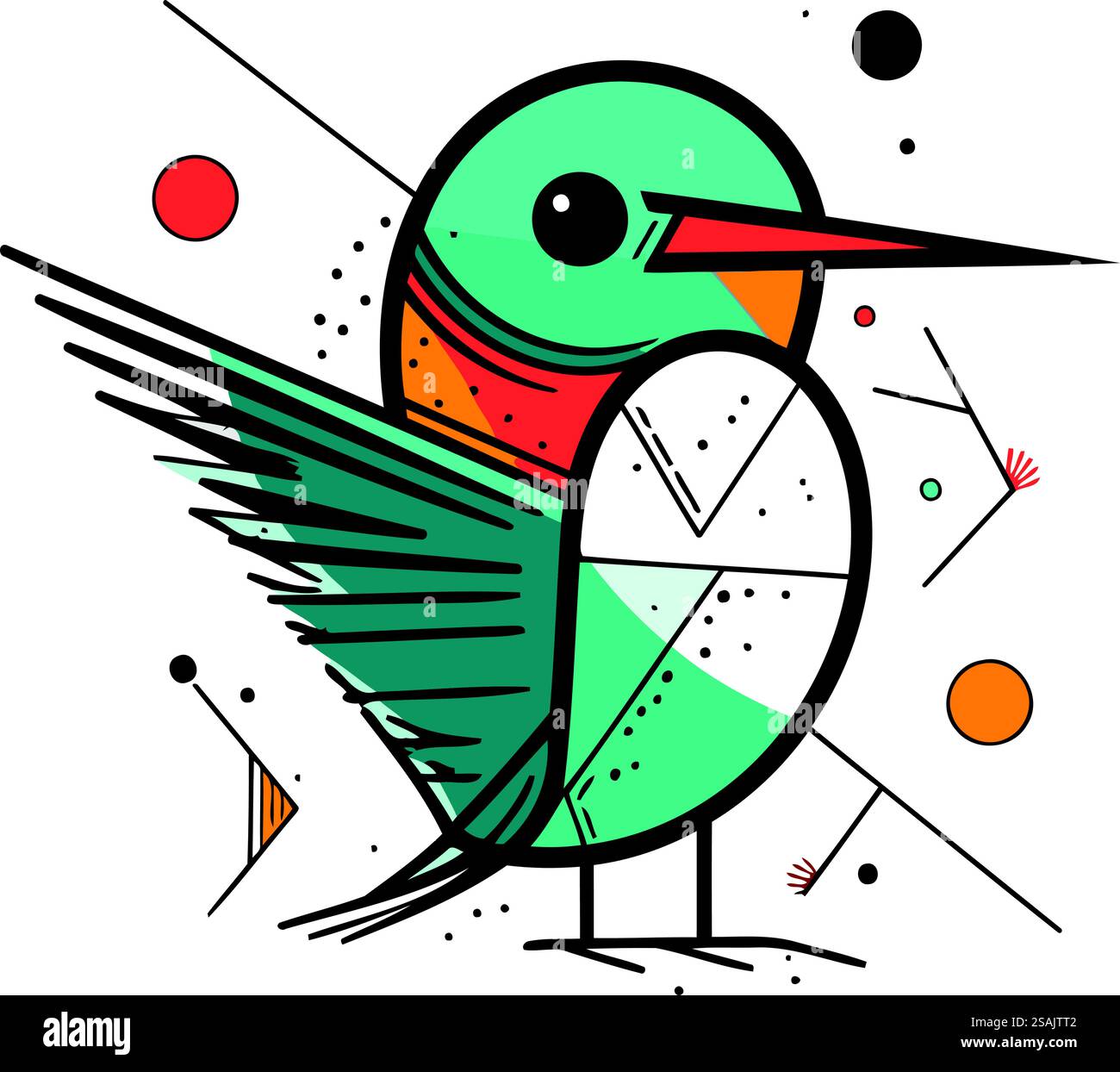 Colorful bird icon in doodle style. Vector illustration Stock Vector ...
