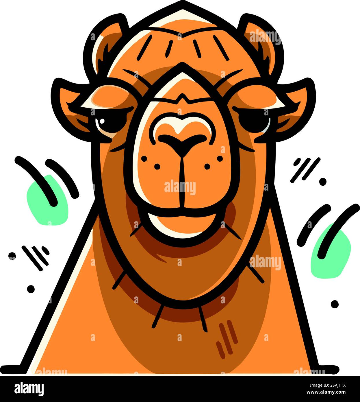 Camel head. Vector illustration in flat cartoon style on white ...