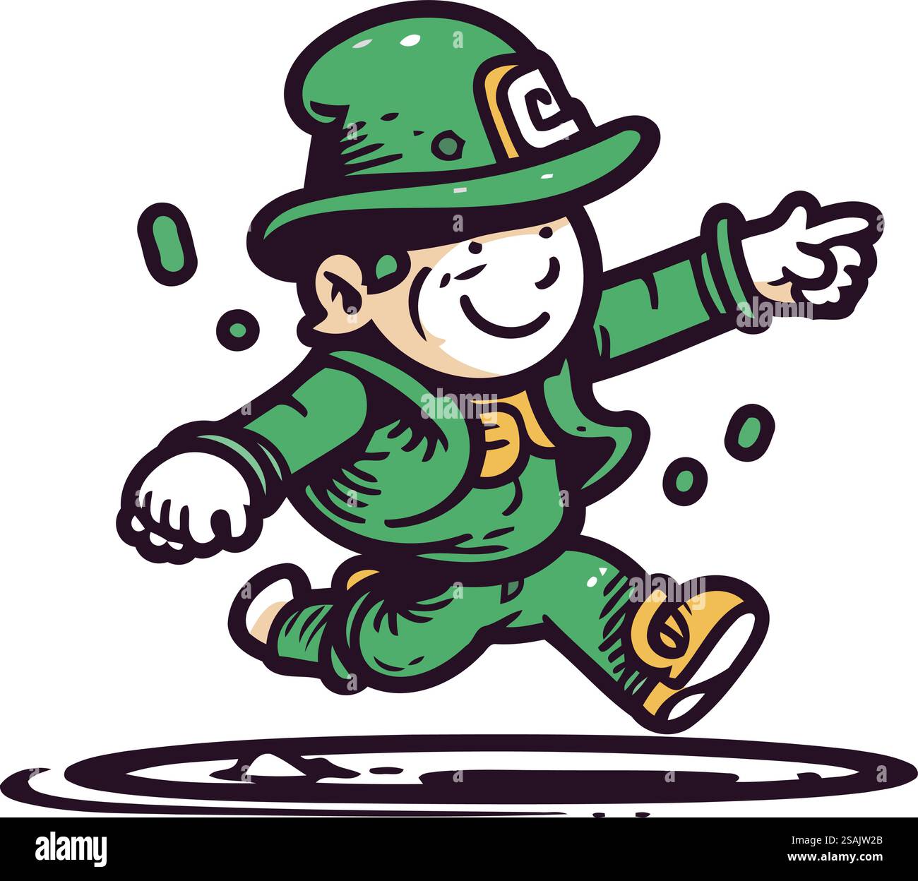 Cheerful leprechaun running and jumping vector illustration Stock ...