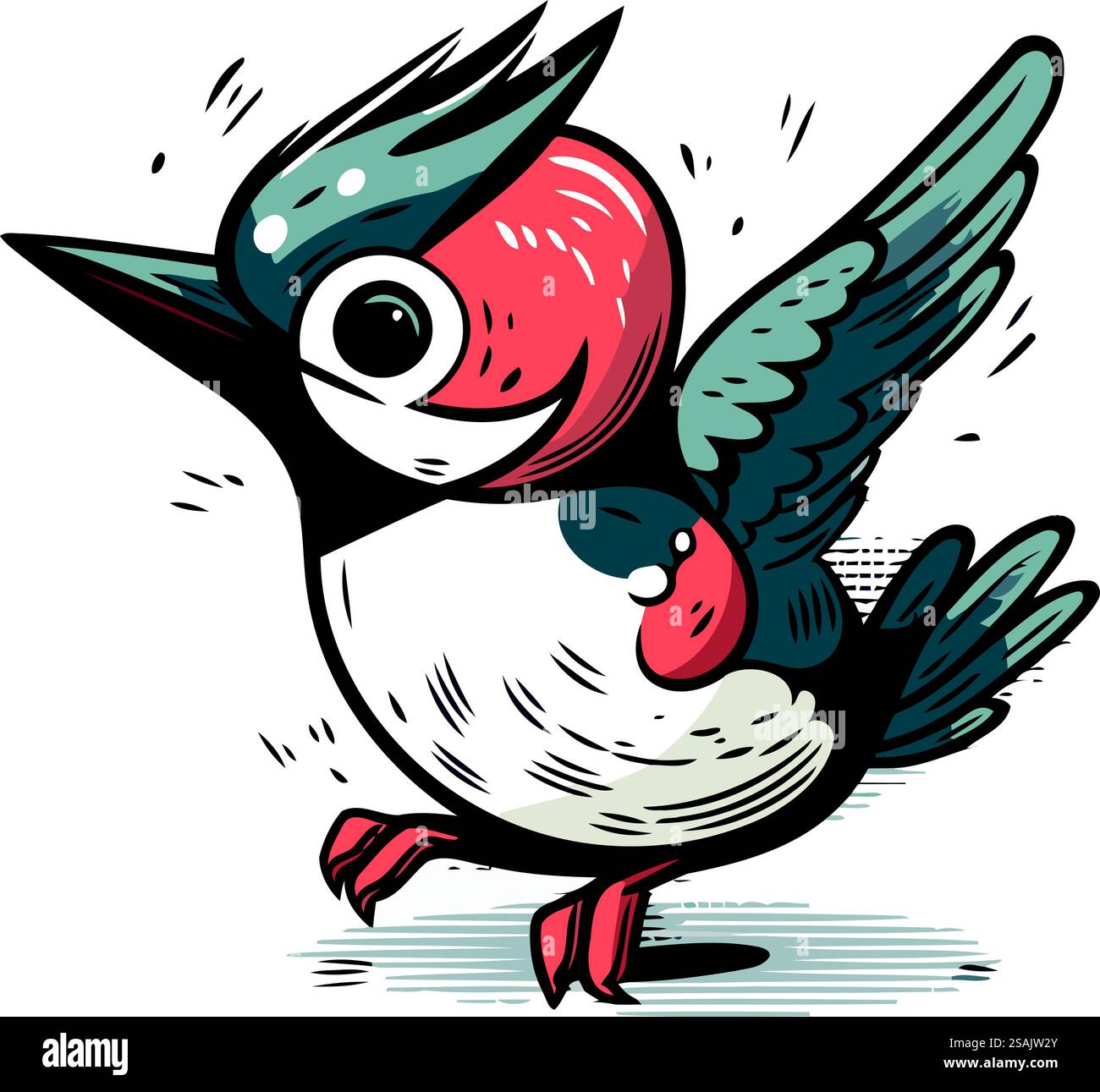Hand drawn vector illustration of a cute cartoon swallow. Isolated on ...