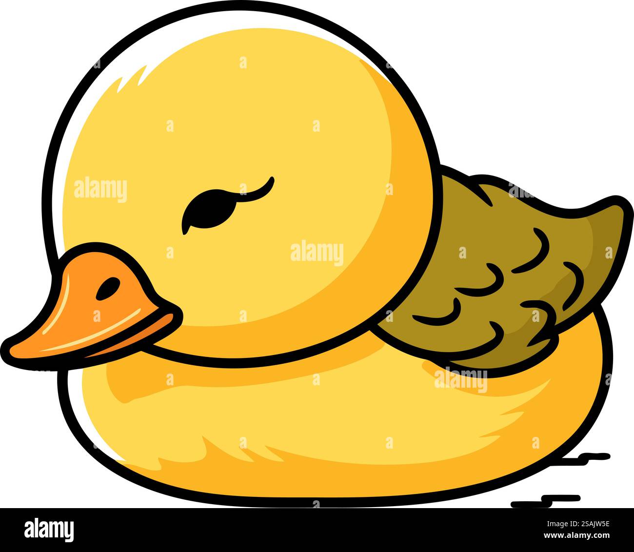 Cute cartoon rubber duck isolated on white background. Vector ...
