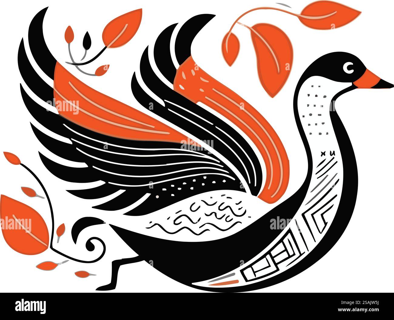 Vector illustration of a stylized goose in the form of a stylized bird ...