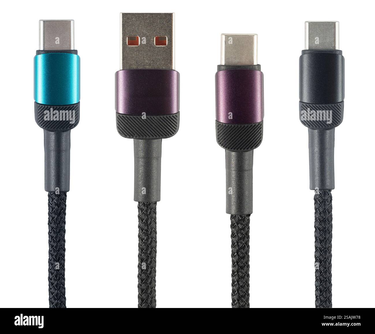 Cable and connector for USB, Type-C, on a white background, Collection ...