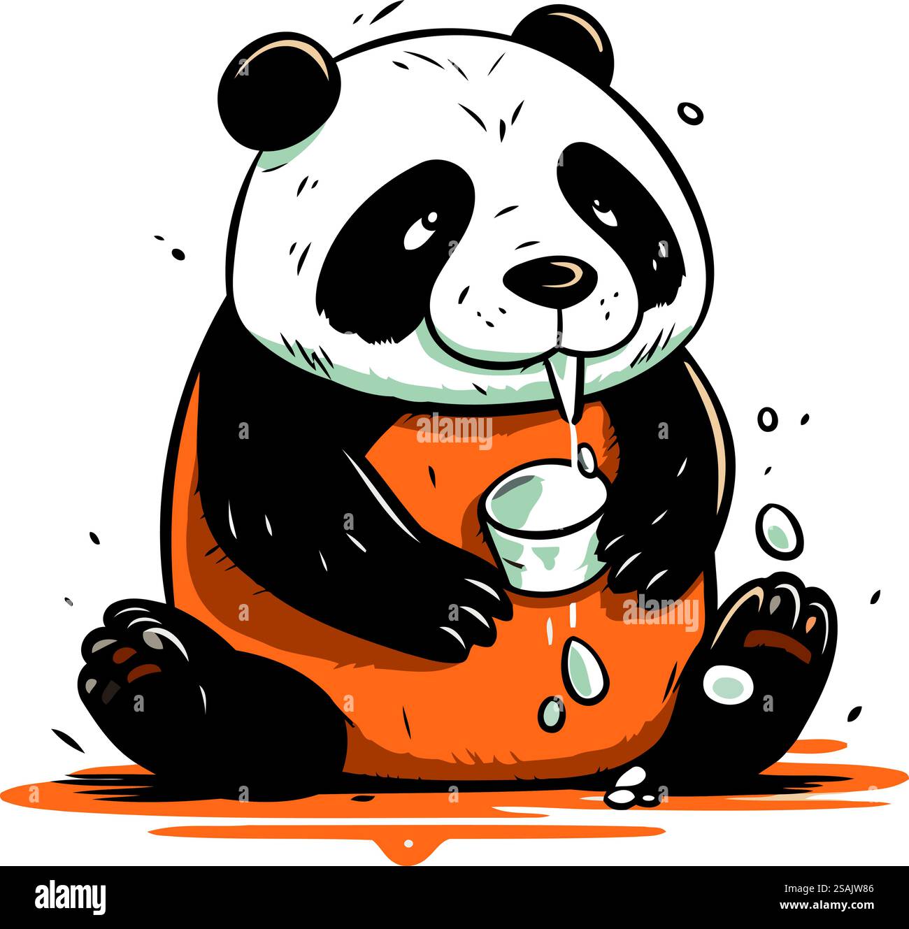 Cute panda with a glass of milk. Vector illustration Stock Vector Image ...