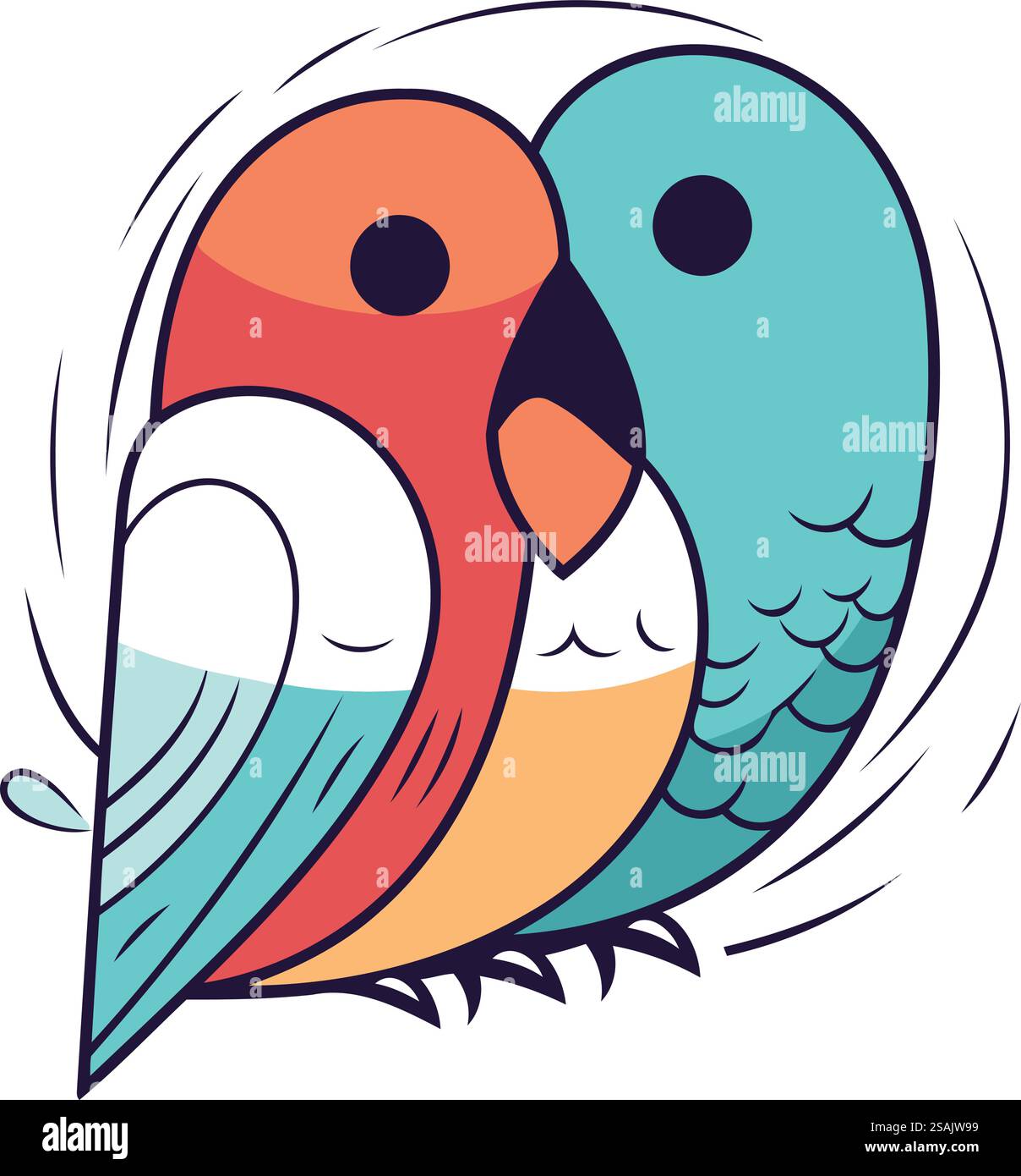 Two cute parrots. Vector illustration in cartoon style. Isolated on ...