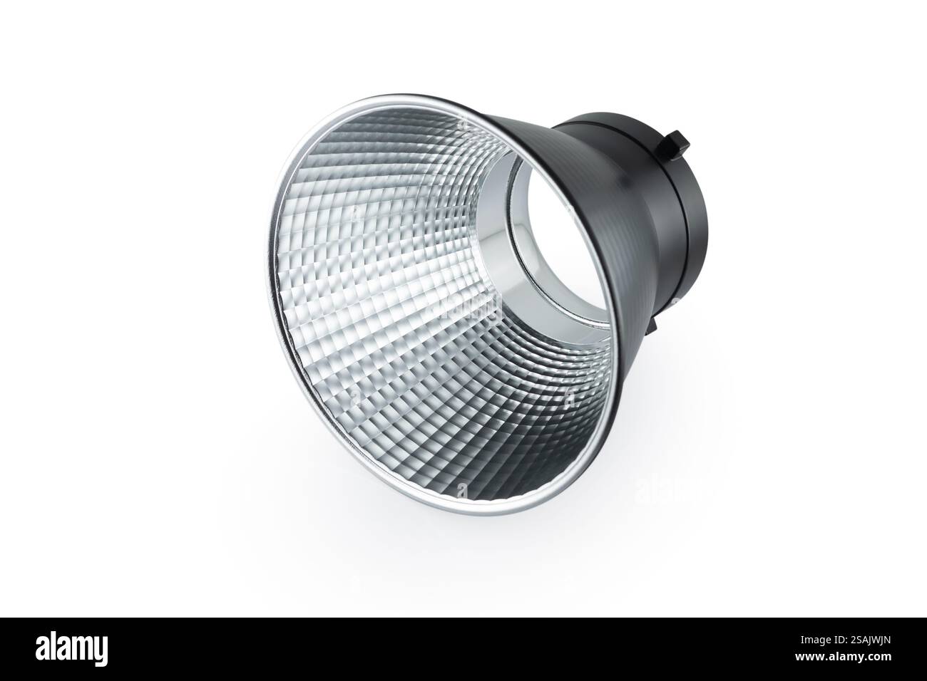 Studio flash lights reflectors on white background. Professional ...