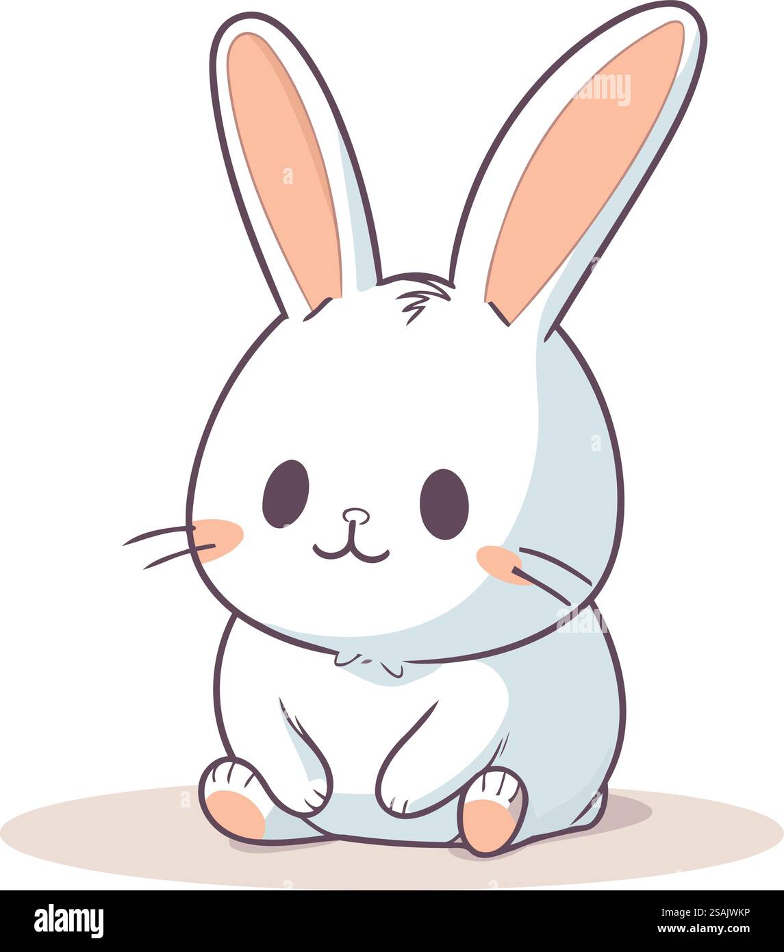 cute little rabbit with expression of happiness and joy. vector ...