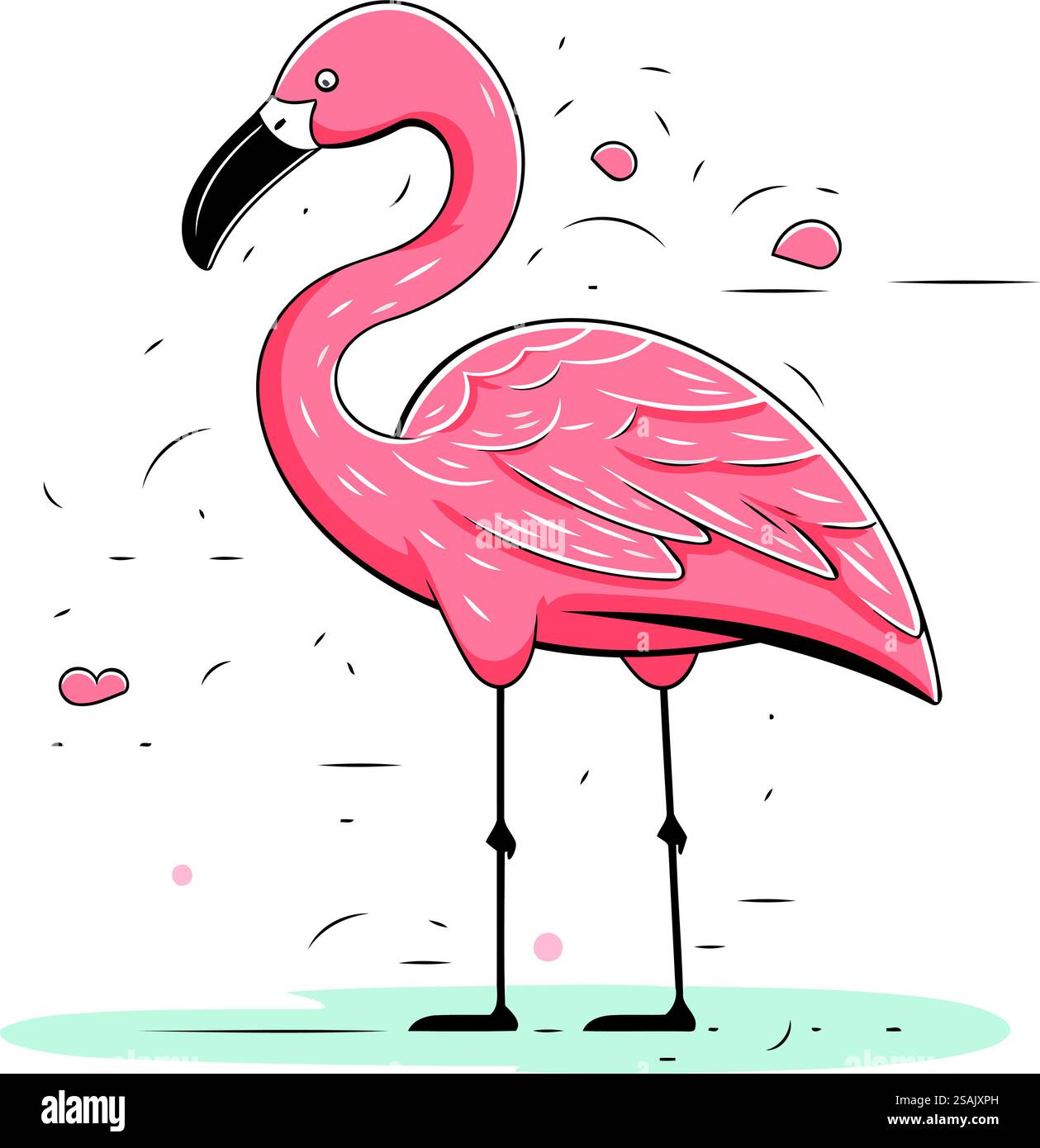 Flamingo vector illustration. Cartoon flamingo. Hand drawn flamingo ...