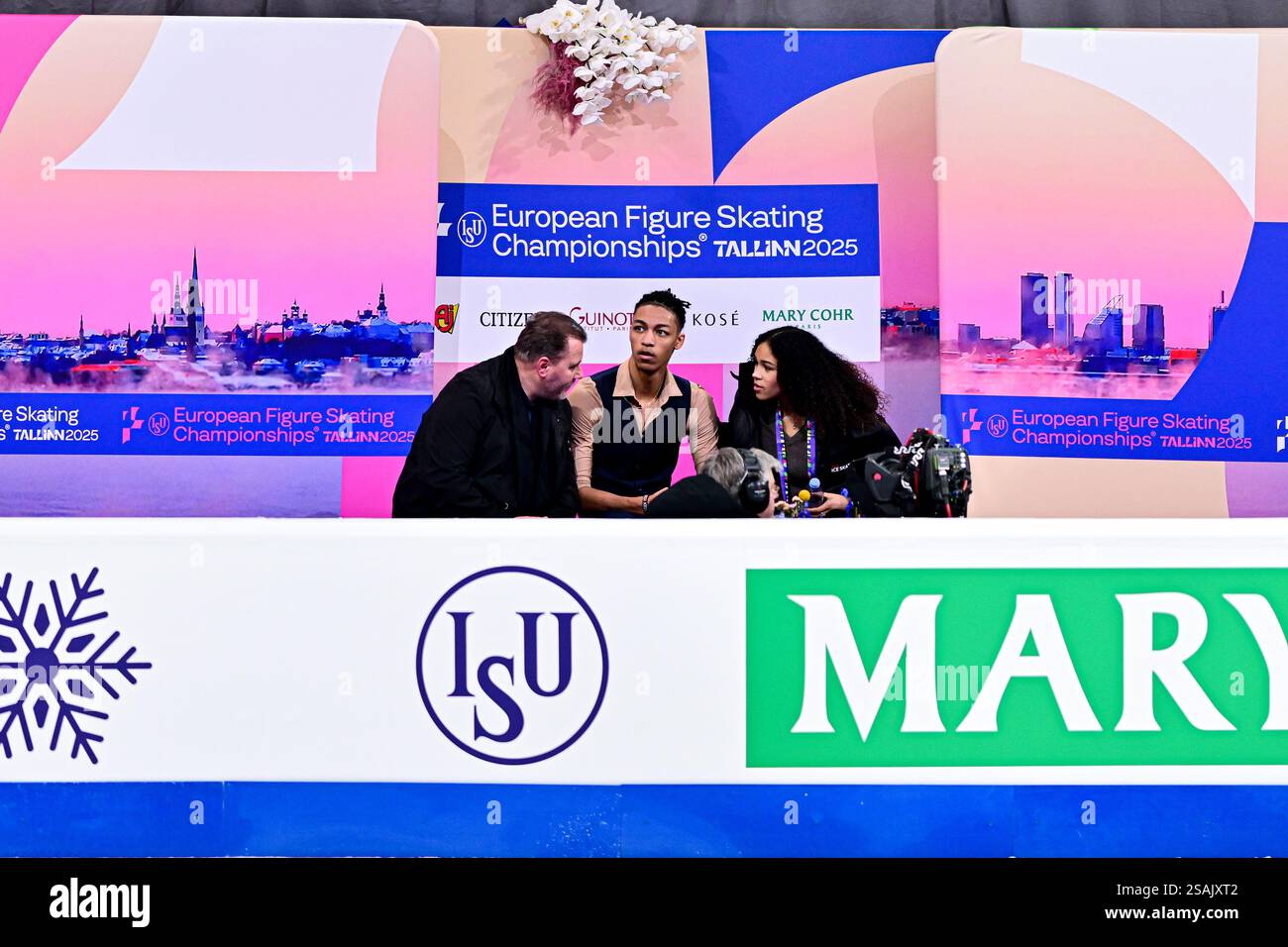 Noah BODENSTEIN (SUI), at Kiss & Cry, during Men Short Program, at the ...
