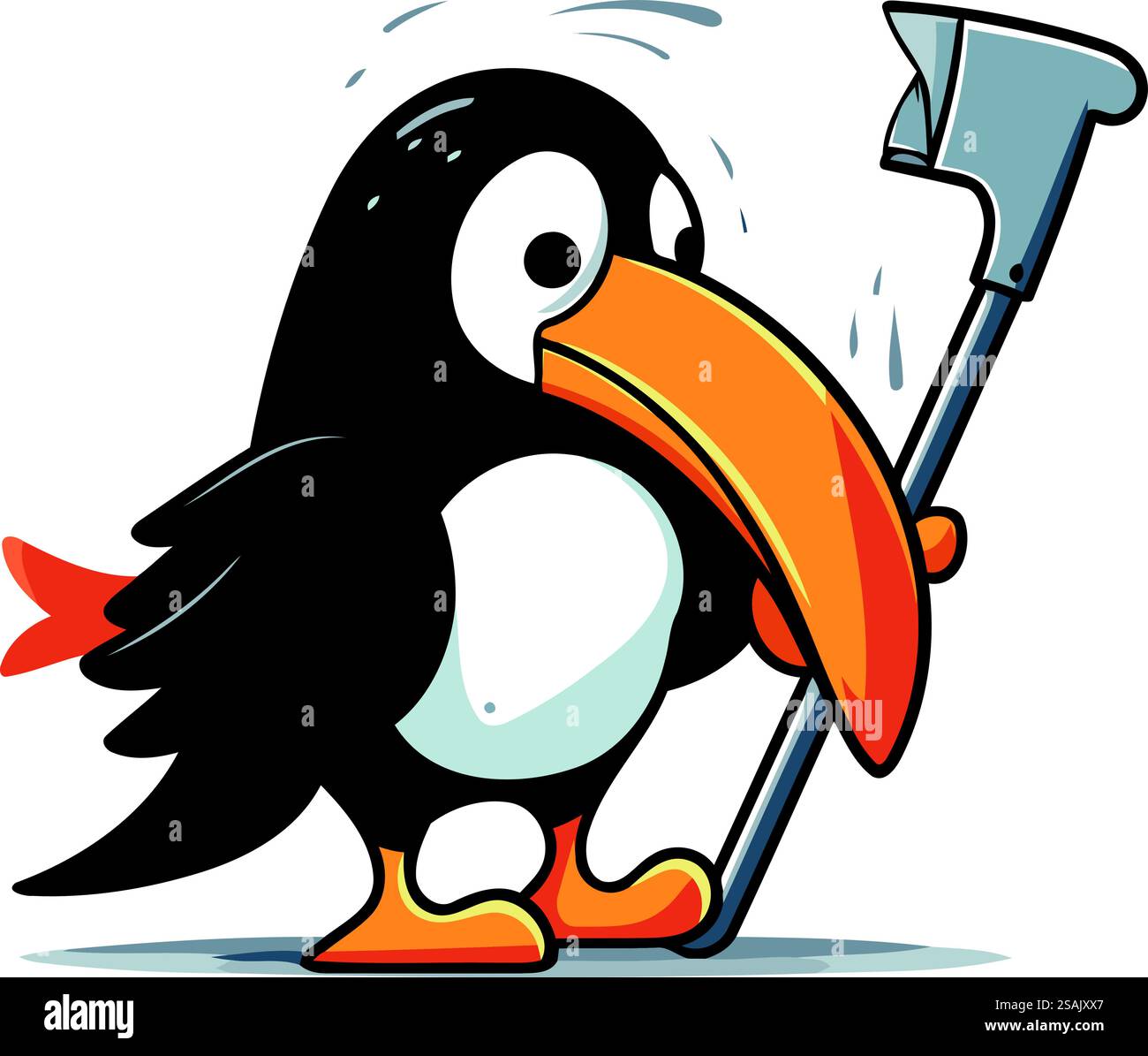 Cute cartoon toucan with an ax on a white background Stock Vector Image ...