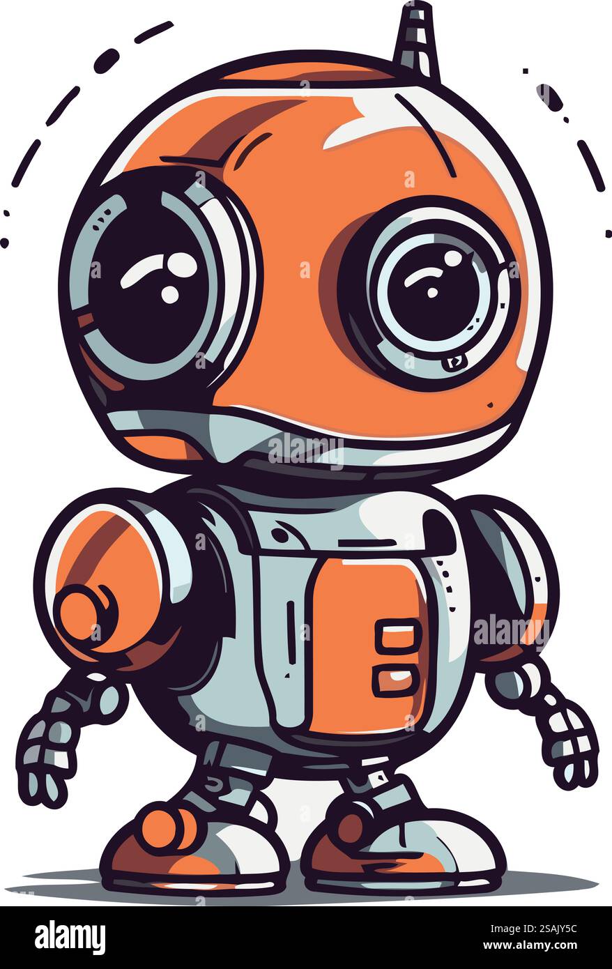 Cute cartoon robot. Vector illustration isolated on a white background ...
