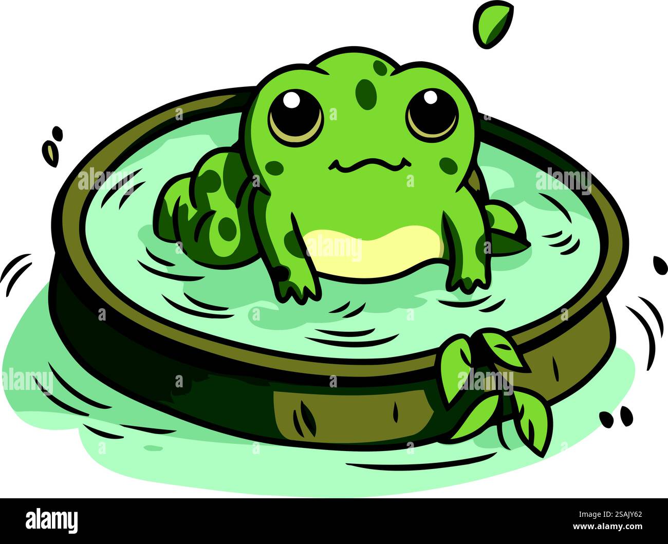 Funny green frog in water Stock Vector Images - Alamy