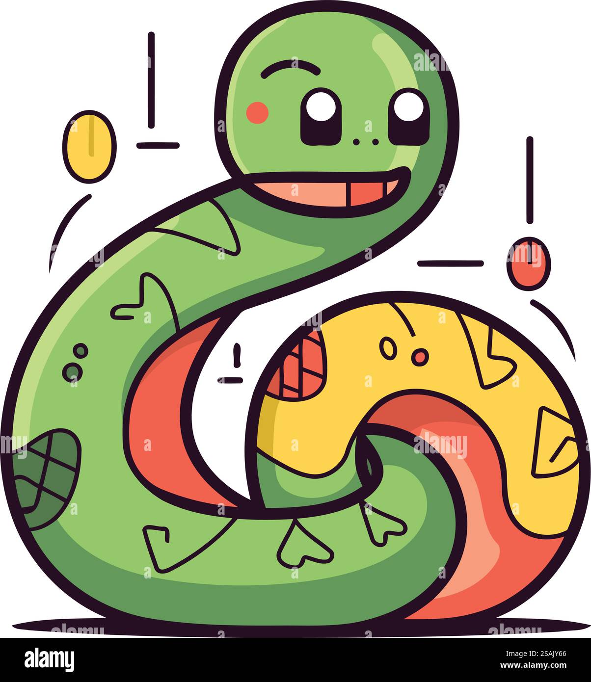 Snake vector illustration. Cute cartoon snake character. Vector ...