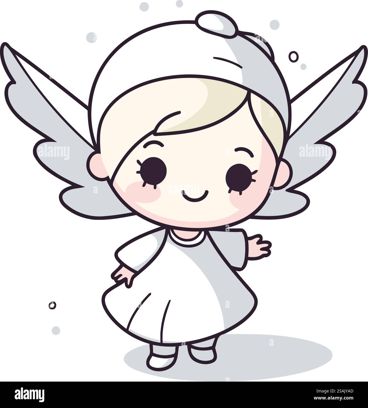 Cute Angel Girl Vector Illustration. Cartoon Character Design Series ...
