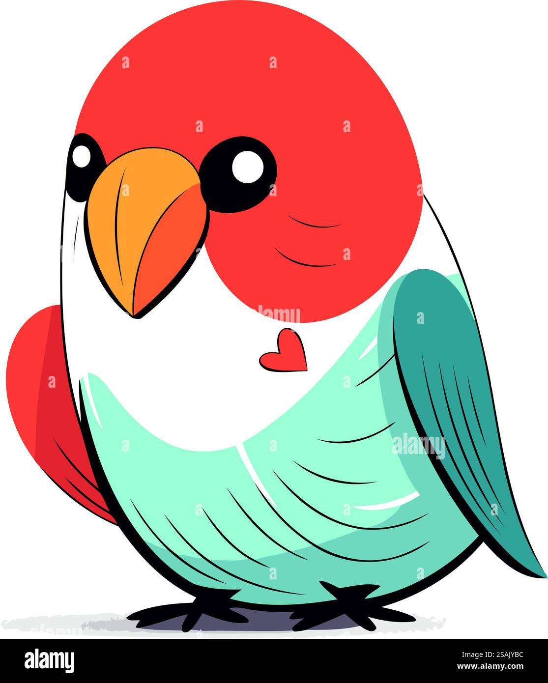 Cute cartoon red and blue bird. Vector illustration isolated on white ...