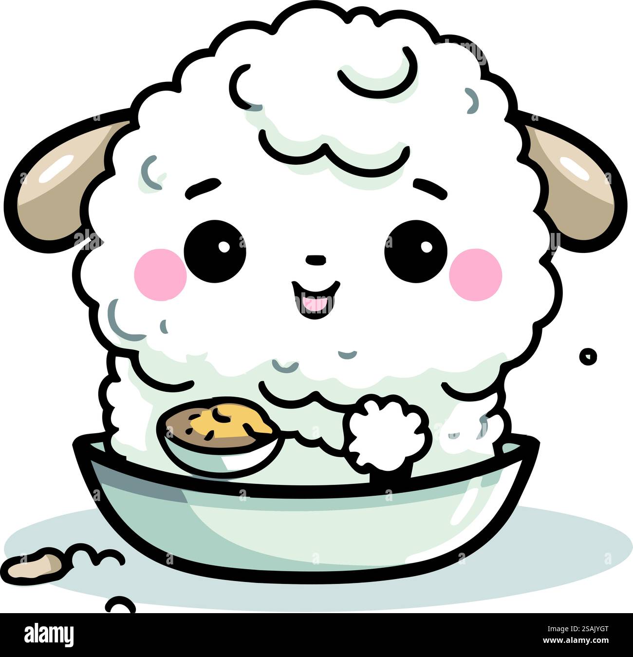 White sheep smile eating Stock Vector Images - Alamy