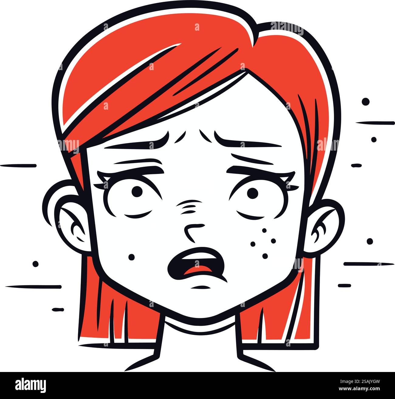 Angry Redhead Girl Face Cartoon Vector Icon. Emotions. Expressions ...