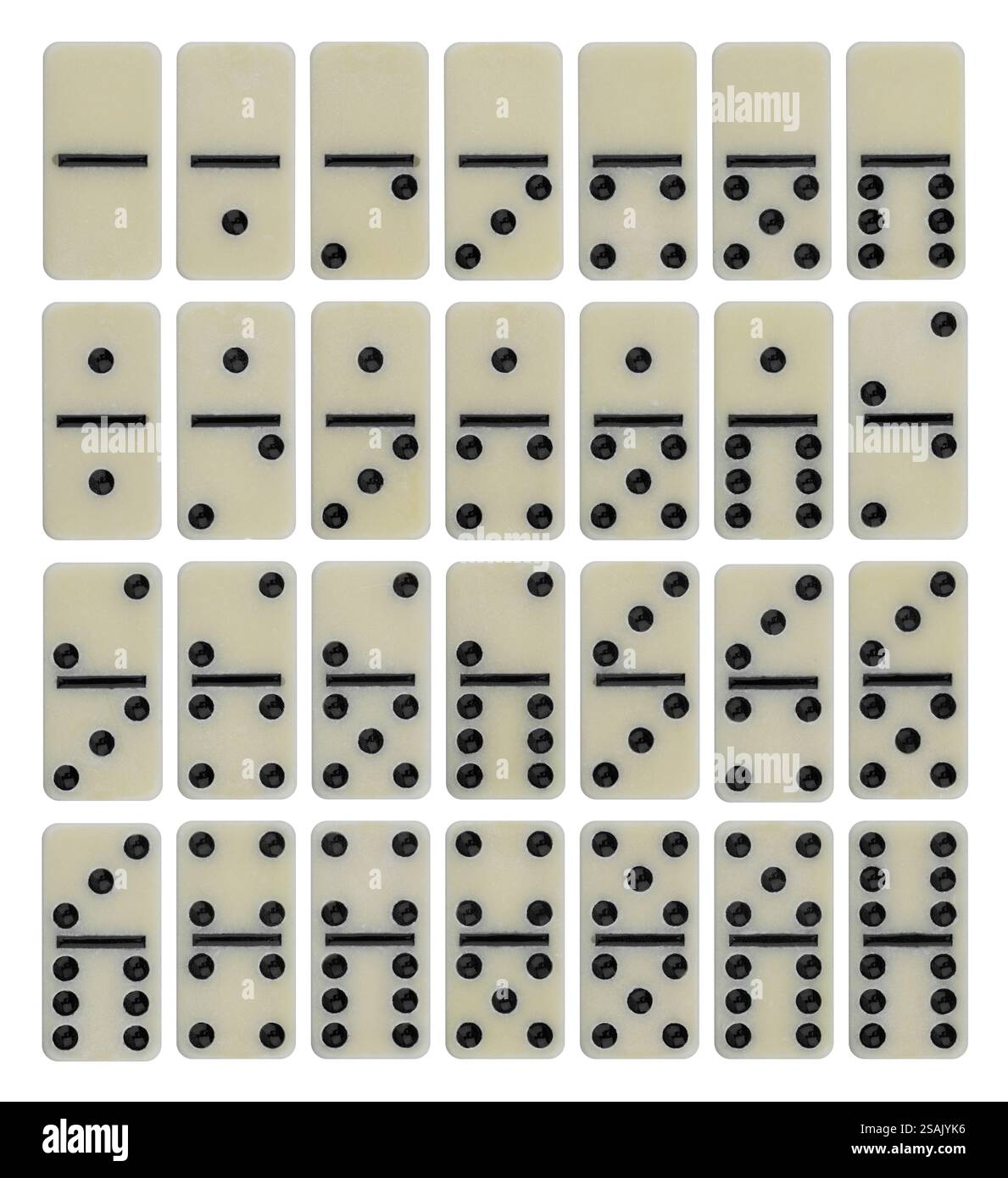 Big size full set of domino tiles isolated on white background Stock ...